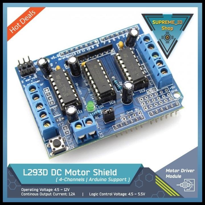 Jual HOT DEAL L293D 4-CHANNEL H-BRIDGE DC MOTOR DRIVER ARDUINO SHIELD ...