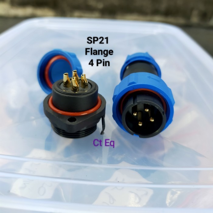 Jual Sp21 Flange 4 Pin Plug N Soet Ip68 Panel Mount Konektor Steker ...