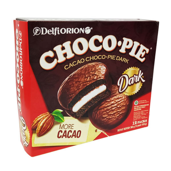 Jual DELFI ORION CHOCO PIE DARK CACAO 12 PCS X 30 GR - PAI COKELAT ...