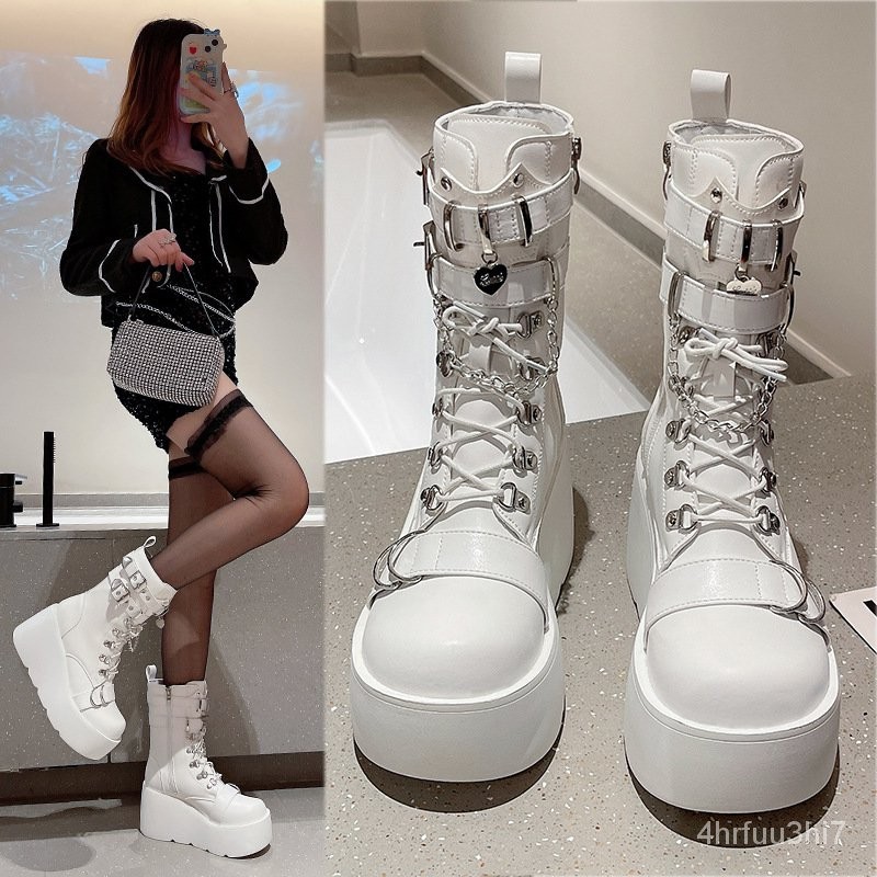 Jual Sepatu bot ksatria wanita pendek bersol tebal gaya punk gaya baru ...
