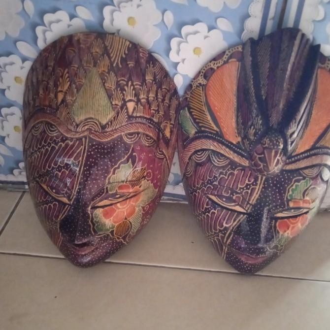 Jual BNM Topeng Batik Kayu Rama dan Shinta (sepasang) ukuran 25x13x7cm ...