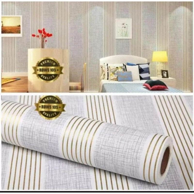 Jual wallpaper dinding wallpaper motif garis wallpaper panel kayu ...