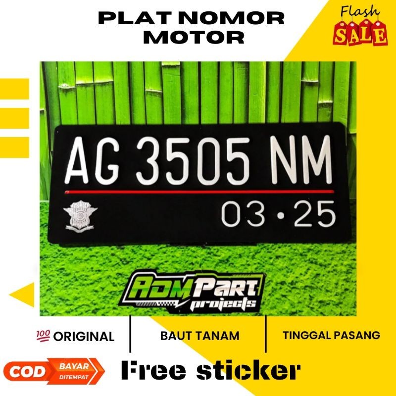 Jual PLAT MOTOR WARNA HITAM//PLAT NOMOR MOTOR BAUT TANAM//PLAT NOMOR ...