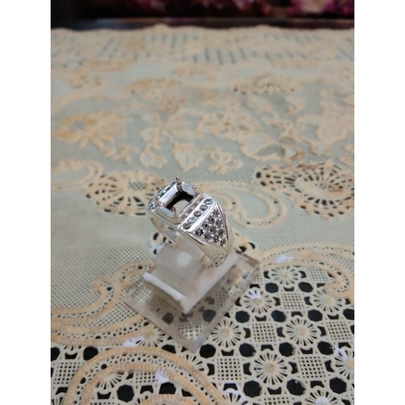 Jual emban cincin perak 925 handmade model sircon keliling untuk batu ...