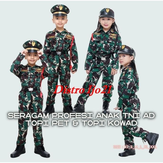Jual Viral Cod !! Grosir Seragam Profesi Anak Polisi Tni Loreng Carnaval Pdl Anak Loreng Pet ...