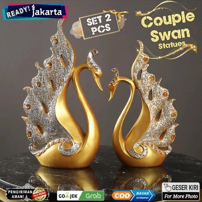 Jual Patung Angsa Kristal Emas Set 2 Pcs Crystal Swan Statue | Shopee ...