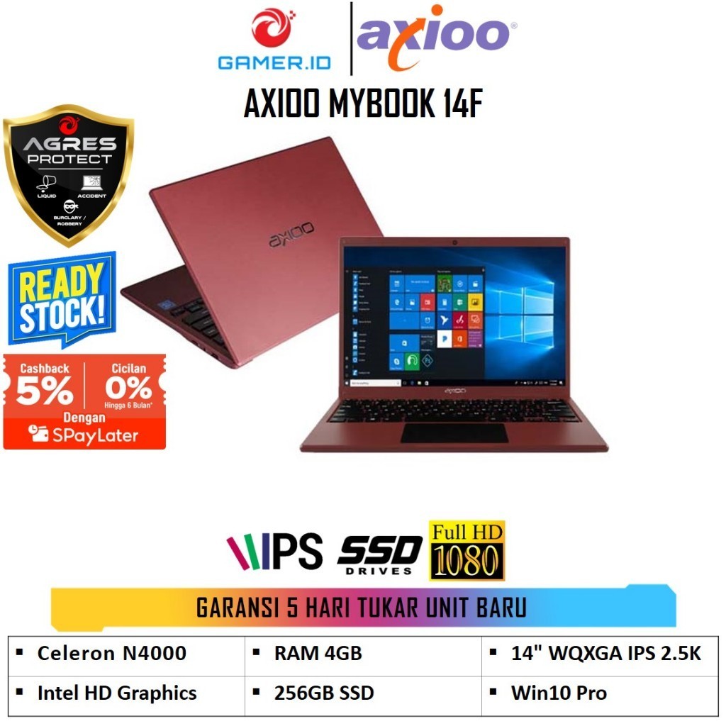 Jual AXIOO MYBOOK 14F INTEL CELERON 4GB 256GB SSD Win10PRO 13.3" WQXGA ...