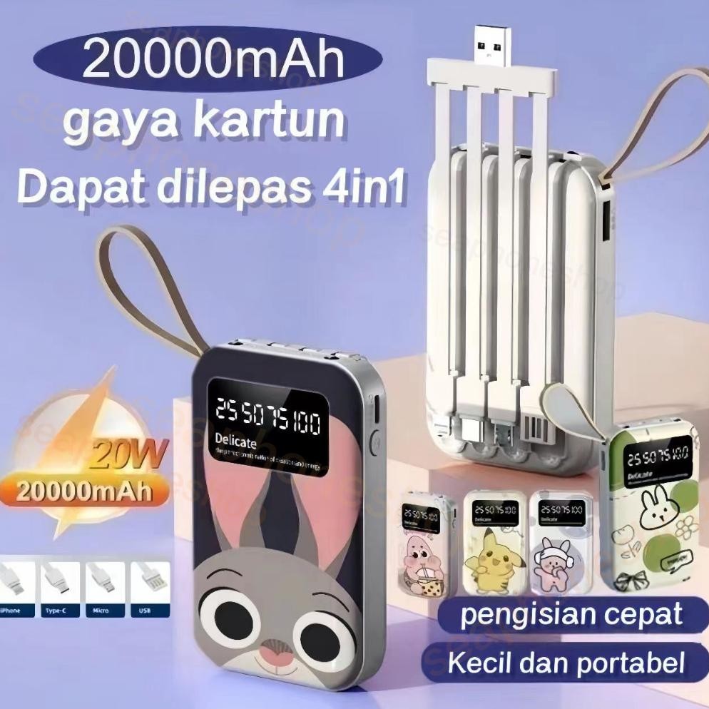 Jual CUTE MINI KARTUN POWERBANK 20000 MAH 4IN1 SCREEN DIGITAL DISPLAY ...