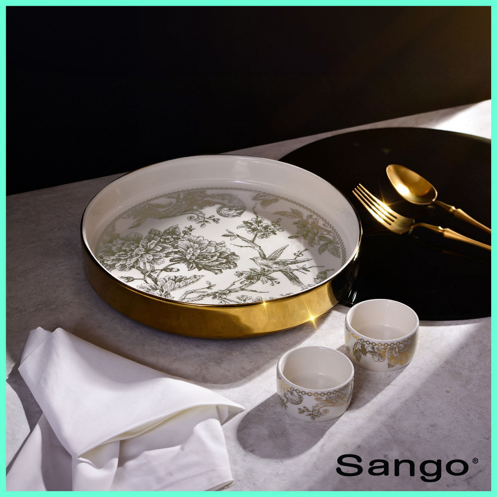 Jual SANGO Set Piring Makan Kaden dan Tempat Saus Adelaide Gold (Isi 3 ...