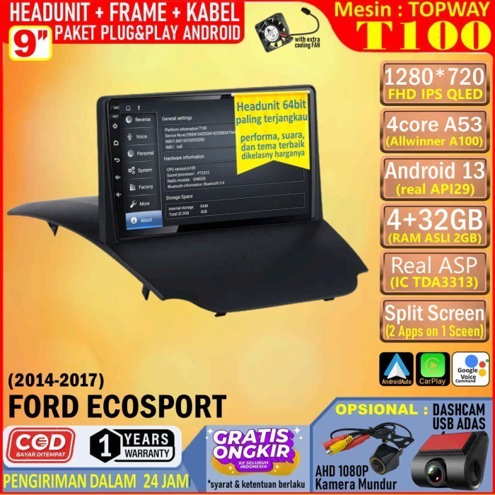 Jual Paket Headunit Android 9 inch + Frame + PNP Canbus Ford Ecosport ...