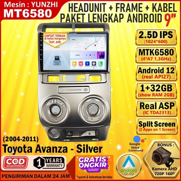 Jual Headunit Android MT6580 1/32GB+Kabel+Frame 9 inch Avanza 2004 Full ...