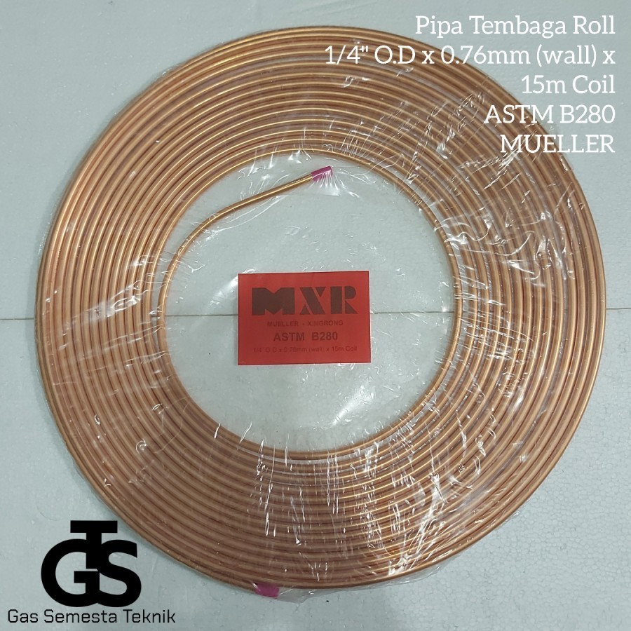 Jual PIPA TEMBAGA 1/4" x 0.76mm x 15m ASTM B280 MUELLER | Shopee Indonesia
