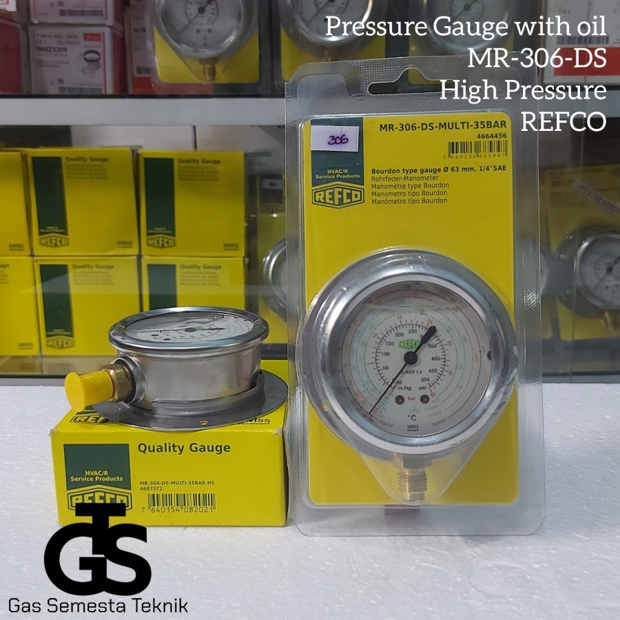 Jual PRESSURE GAUGE WITH OIL MR-306-DS REFCO | HIGH PRESSURE REFCO MR ...
