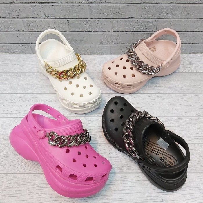 Jual Sandal Crocs Classic Bae Clog Rantai Wanita Tinggi 8Cm Full Karet ...