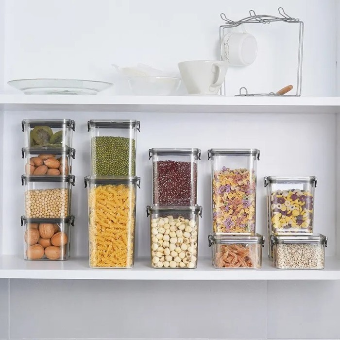 Jual Transparent Food Storage Containers Kitchen Storage Airtight Cans ...