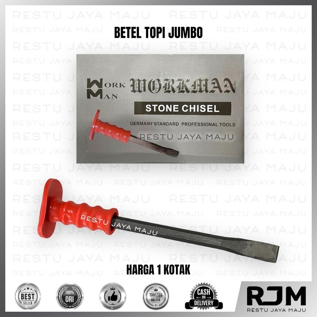 Jual [12 pcs] WORKMAN Betel Topi Jumbo Papak Rata Pahat Batu Beton ...