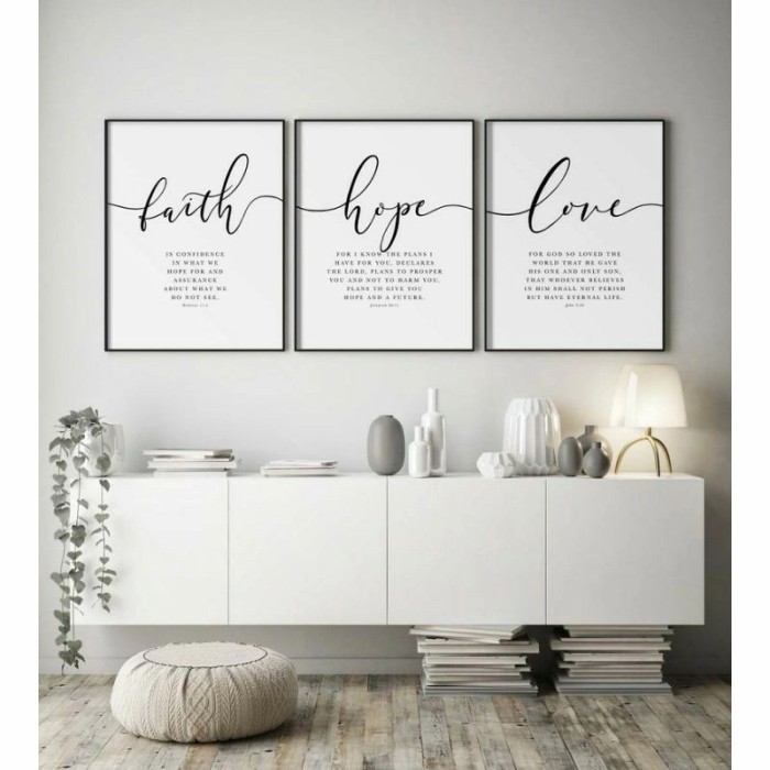 Jual Paket Poster Rohani Hiasan Dinding Kristen Katolik Faith Hope Love ...