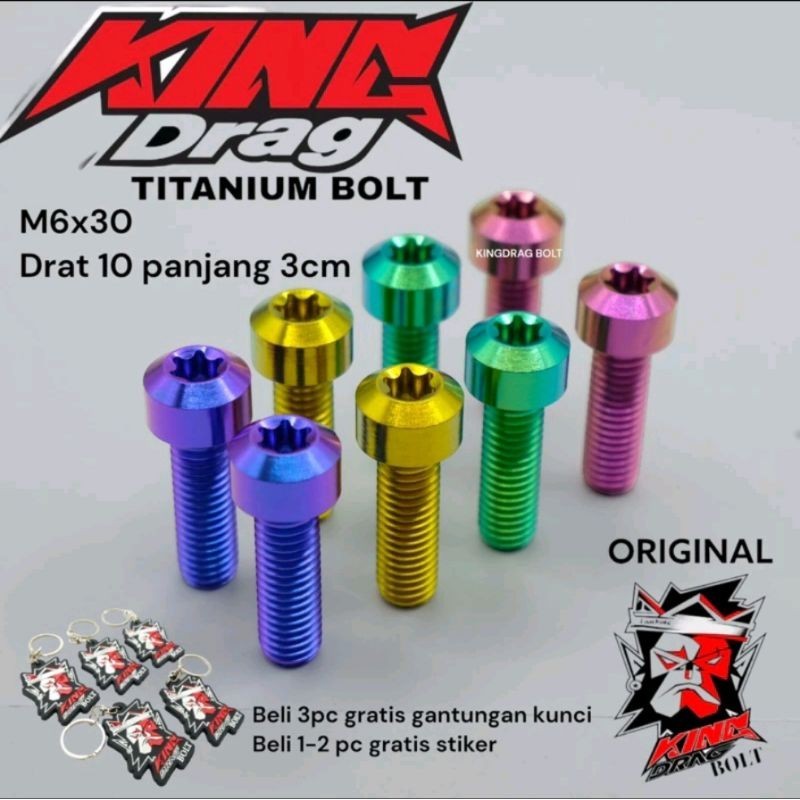 Jual Baut TITANIUM M6 x 30 Baut 10 Panjang Drat 3cm Original Made In ...