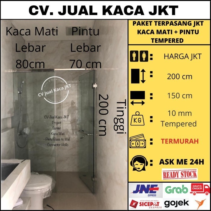 Jual PINTU KACA SHOWER KAMAR MANDI (INCLUDED ASESORIS + PASANG) - INC ...