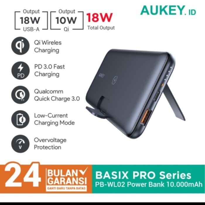 Jual Aukey Powerbank 10000 Mah Pb-Wl02 Wireless Charging With Pd&Qc -500491 | Shopee Indonesia