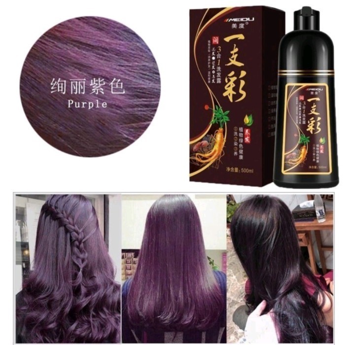 Jual MEIDU Shampoo semir warna cat rambut tutup uban herbal instan ...