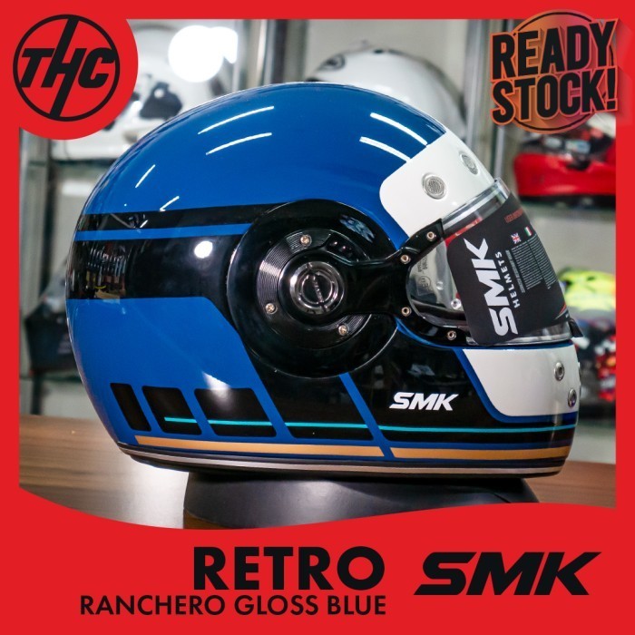 Jual HELM SMK RETRO RANCHERO GLOSS BLUE VINTAGE FULL FACE HELMET ...