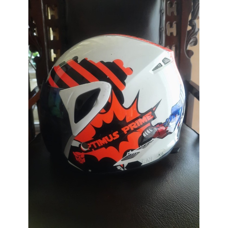 Jual HELM SNI ANAK GM TRANSFORMER WHITE/ORANGE - OPTIMUS PRIME SIZE XL ...