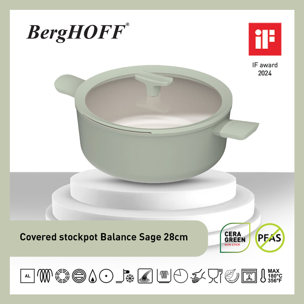 Jual Berghoff Leo Covered Stockpot Balance Sage 28cm / Wajan Ceramic ...