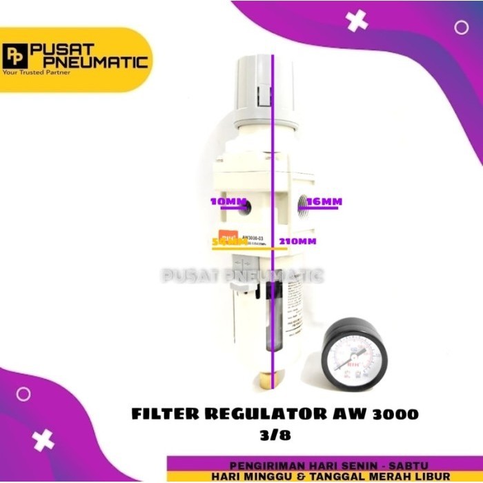 Jual AW 3000-03 FILTER REGULATOR PNEUMATIC / FILTER REGULATOR 3/8 ...