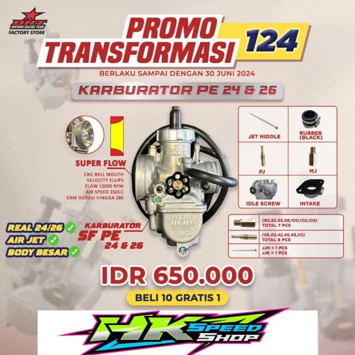 Jual Karbu Brt Karburator Super Flow Sf Pe 24 26 Set Pilot Jet Main Jet Brt | Shopee Indonesia