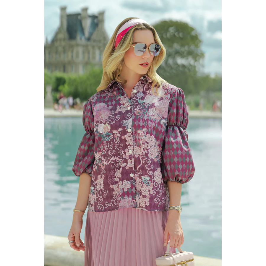 Jual Benang Jarum - The Wonderland Smock Shirt - Maroon | Shopee Indonesia
