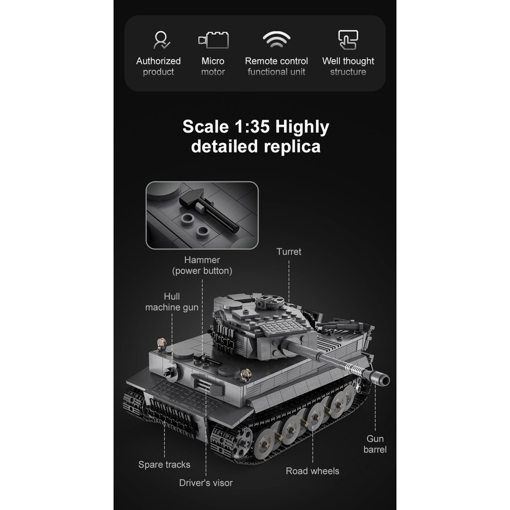 Jual Double E Cada Master Tiger Tank C61071W Brick And Remote Control 1 ...