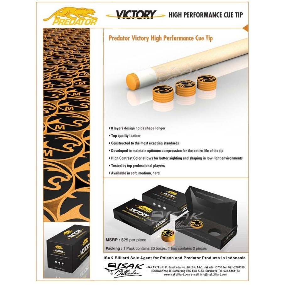 Jual Predator Cue Tip - 14 Mm (S, M, H) - Victory Billiard Biliar Tips ...