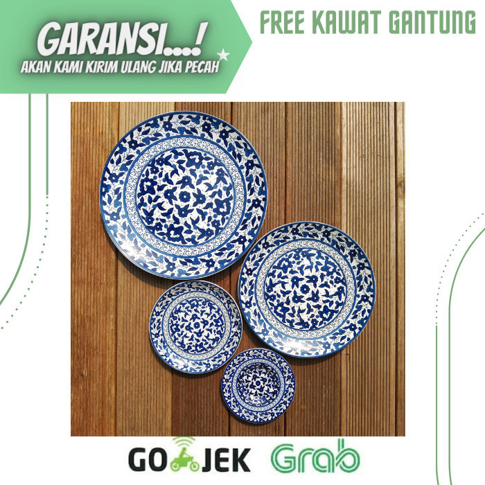 Jual Piring Makan Keramik Dinner Plate Hiasan Dekorasi Dinding Biru ...