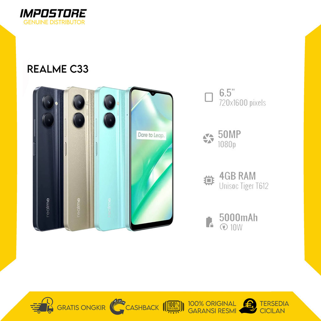 Jual REALME C33 - 4/128 GB - UNISOC T612 - REPACK | Shopee Indonesia