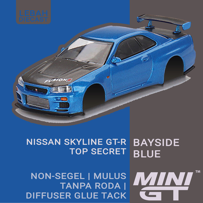 Jual Mini GT 531 Nissan Skyline GT-R R34 Top Secret Bayside Blue Carbon ...