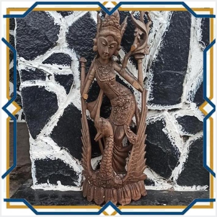 Jual [CCA] PATUNG KAYU JATI LANGKA VINTAGE PUTRI DEWI SARASWATI BALI ...
