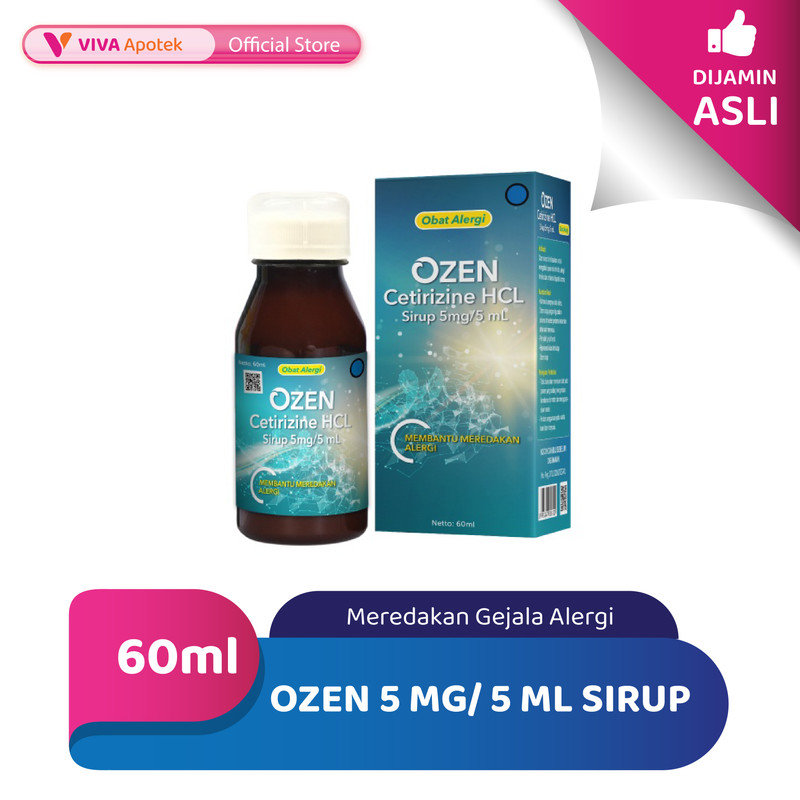 Jual Ozen 5 mg/ 5 ml Sirup / Cetirizine HCl / Alergi / Rhinitis (60 ml ...