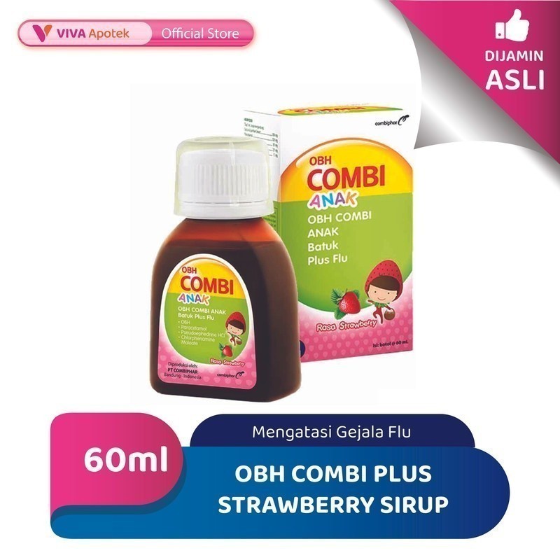 Jual OBH Combi Plus Strawberry Sirup untuk Mengatasi Gejala Flu (60 ml ...