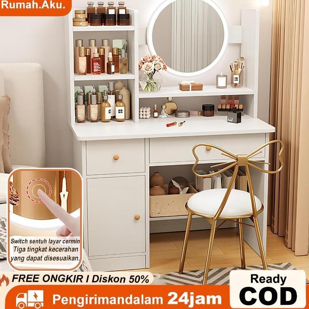 Jual RA Meja rias kaca lampu LED /Meja Minimalis /Rak kosmetik / Meja ...