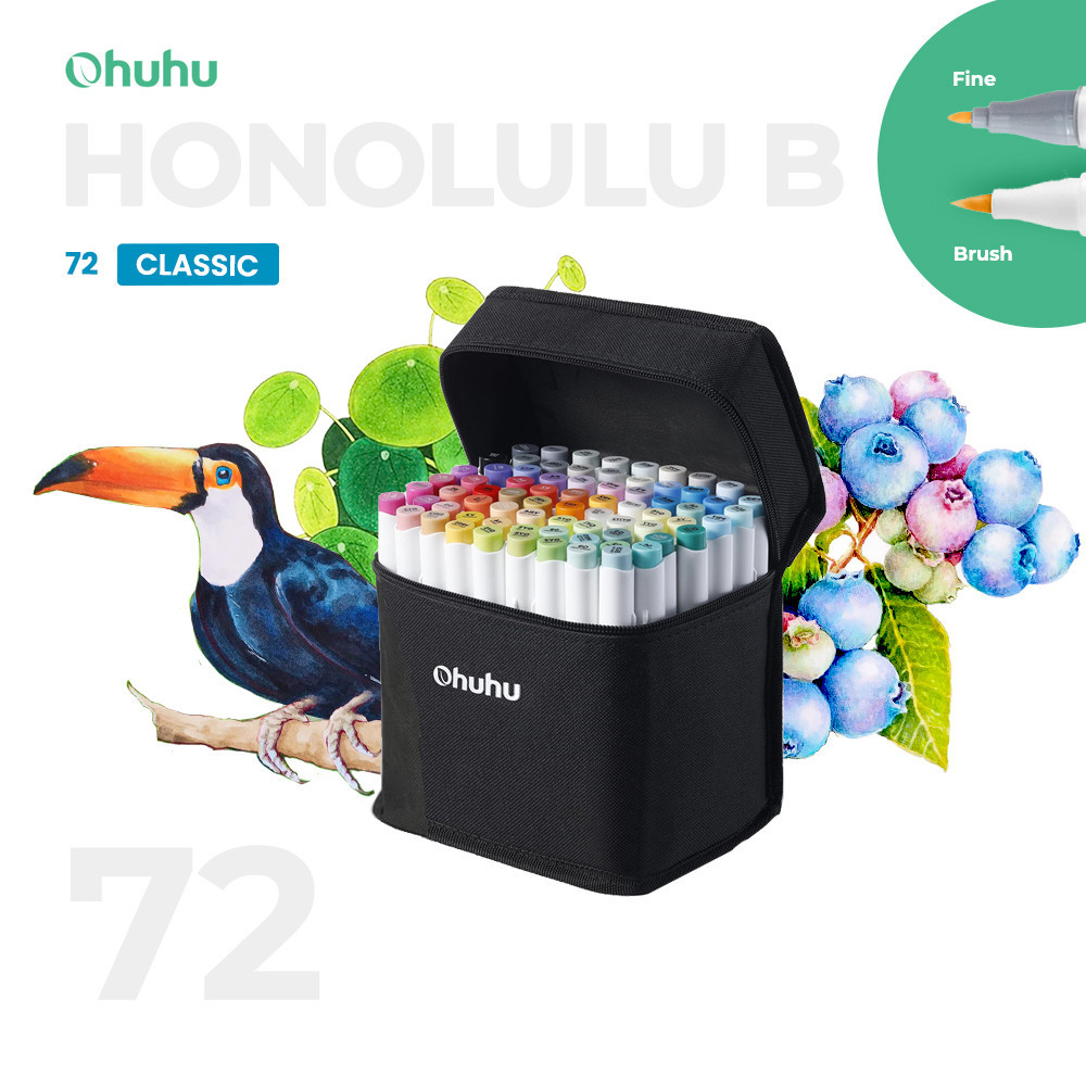 Jual OHUHU Honolulu B 72 Colors Dual Tip (Brush & Fine) Alcohol Art ...