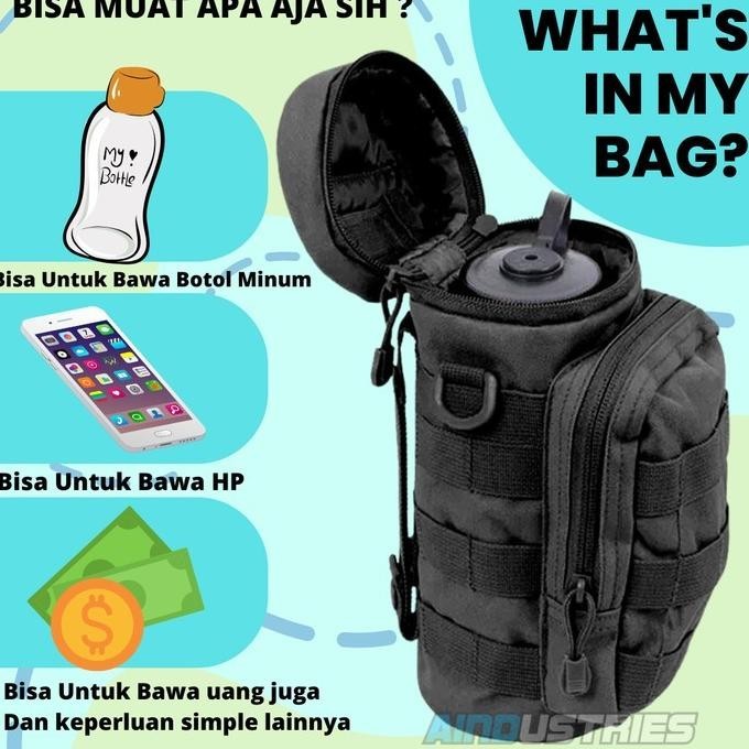 Jual tas botol air minum plus sarung hp outdoor tactical multifungsi ...