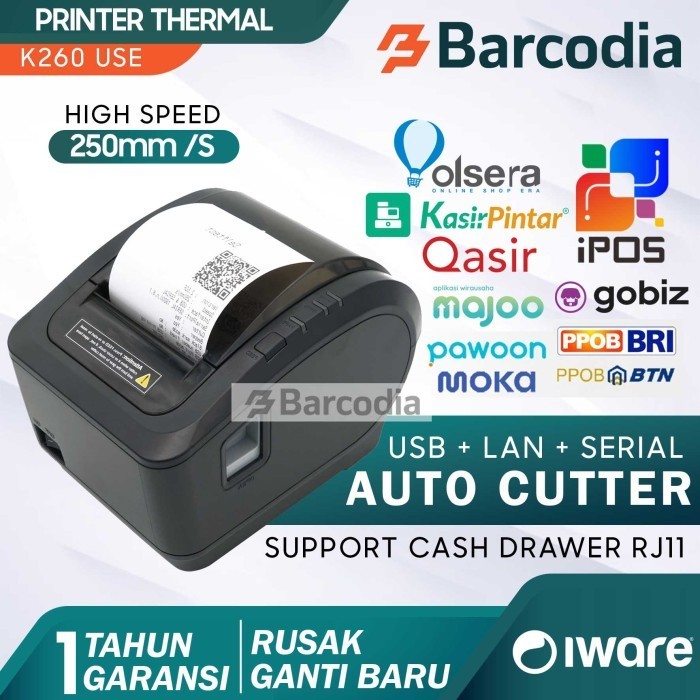 Jual Ready MINI PRINTER KASIR 80MM RJ11 THERMAL K260USE (USB+SERIAL+LAN ...