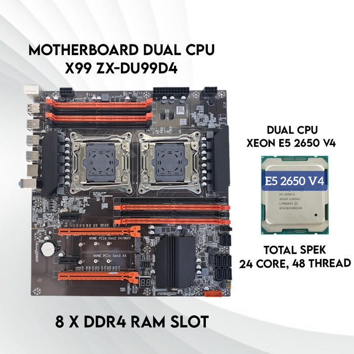 Jual Motherboard X99 Dual Cpu Lga 2011 3 Xeon E5 V3 V4 K01 Shopee