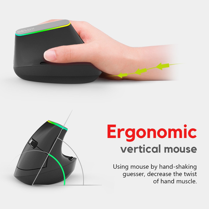 Jual Delux M618C M618Db Dual Mode Bluetooth Wireless Vertical Mouse | Shopee Indonesia