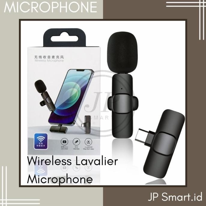 Jual Microphone Clip On Wireless Lavalier Mic Mini Condensor Podcast ...