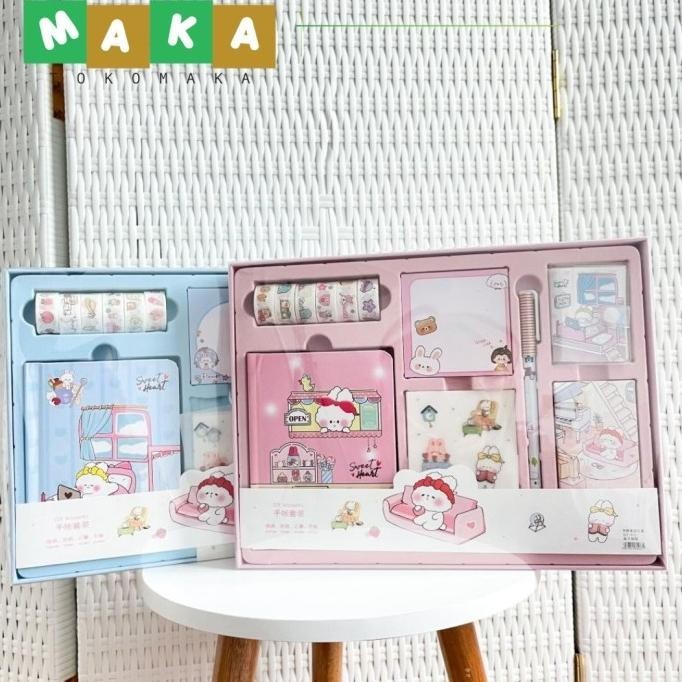Jual paket alat tulis 7 in 1 kelinci (4 buku selotip sticky note ...