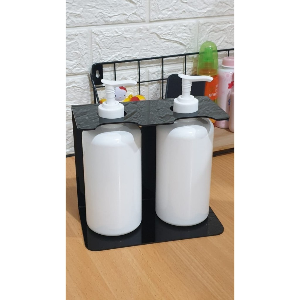 Jual Acrylic Bracket Hand Sanitizer Custom / 2 sekat Hitam | Shopee ...