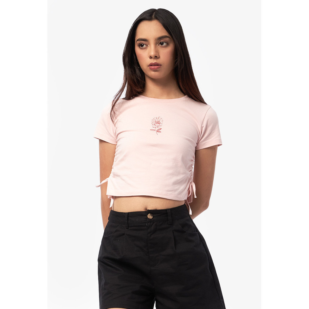 Jual COLORBOX Side Ruched Crop T-Shirt Lt. Pink | Shopee Indonesia