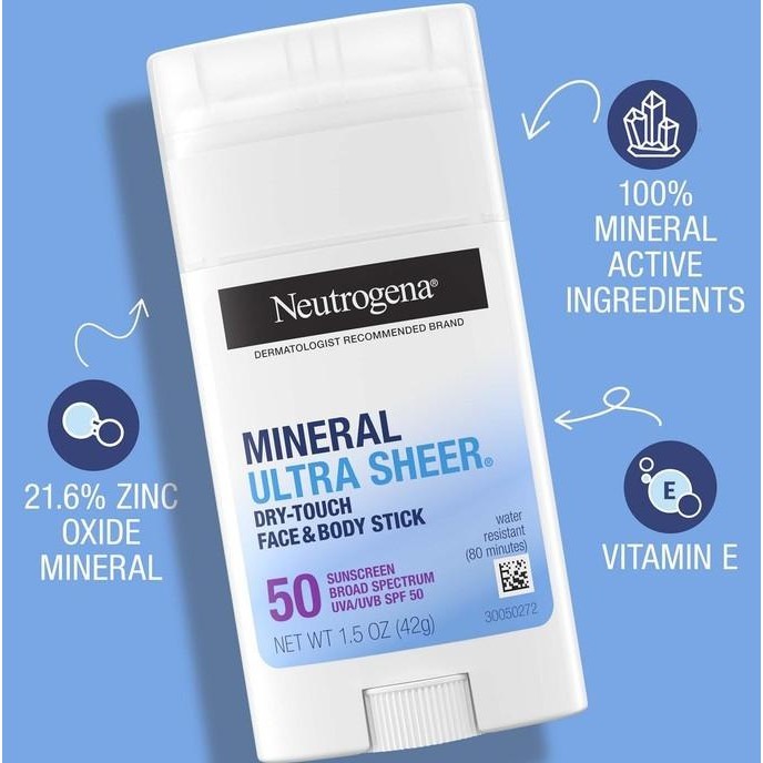 Jual Neutrogena Ultra Sheer Zinc Face Body Mineral Sunscreen Stick ...